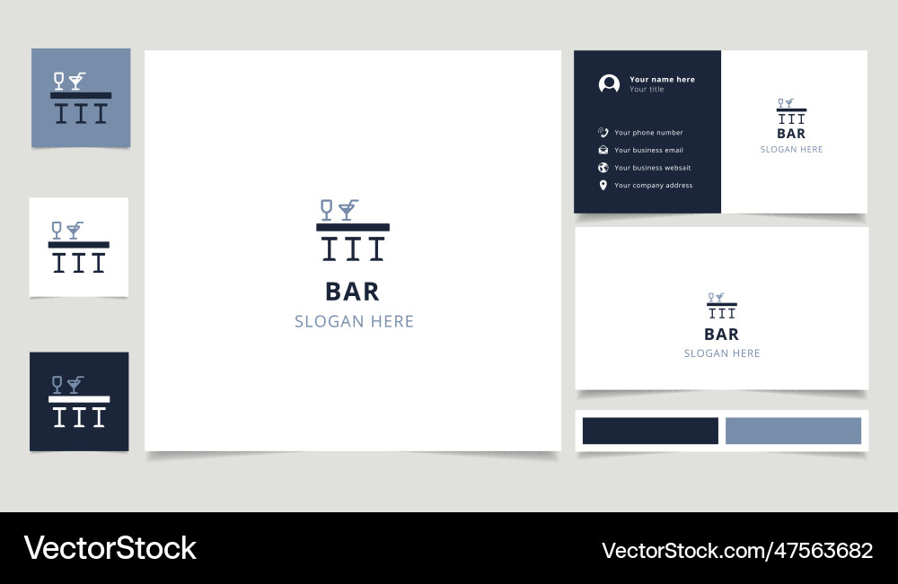 Bar logo design with editable slogan branding Vector Image