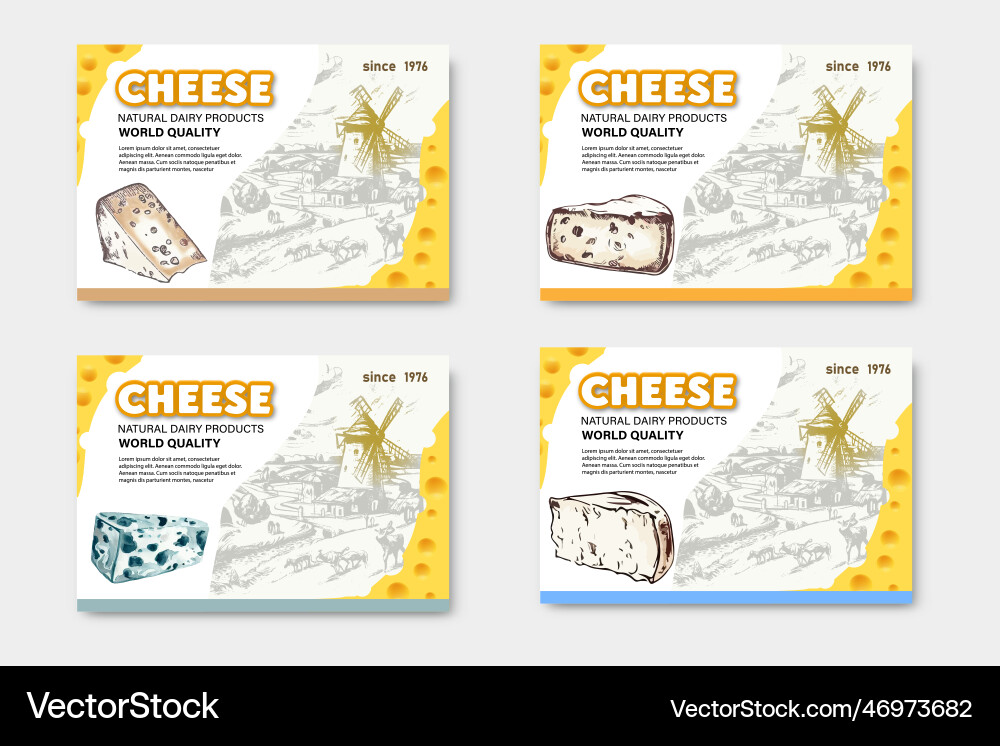 Beautiful hand drawn dairy products card set Vector Image