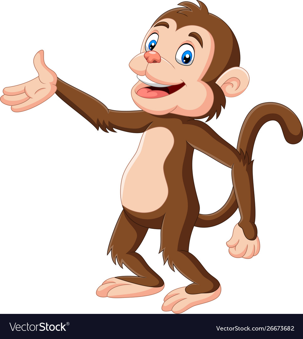 Cartoon happy monkey presenting Royalty Free Vector Image Cartoon happy monkey presenting Royalty Free Vector Image