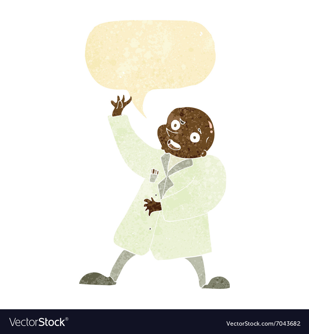 Cartoon mad scientist with speech bubble Vector Image