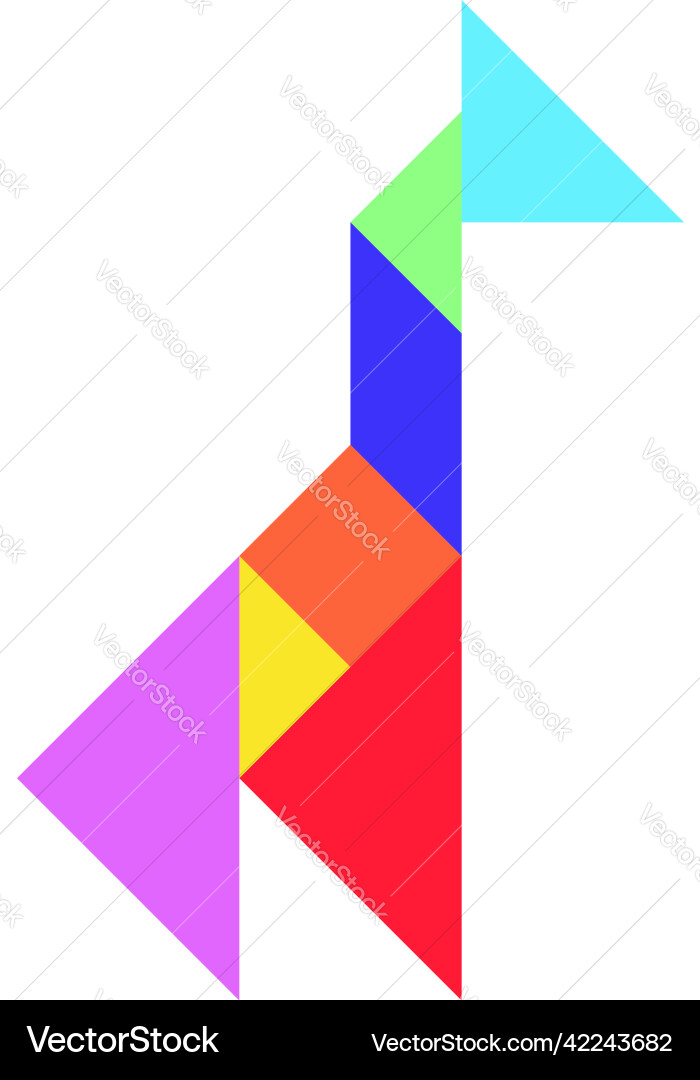 Farbe Tangram Puzzle in Giraffenform auf weiß Vektorbild