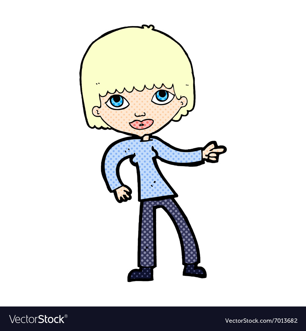 Comic cartoon woman pointing Royalty Free Vector Image