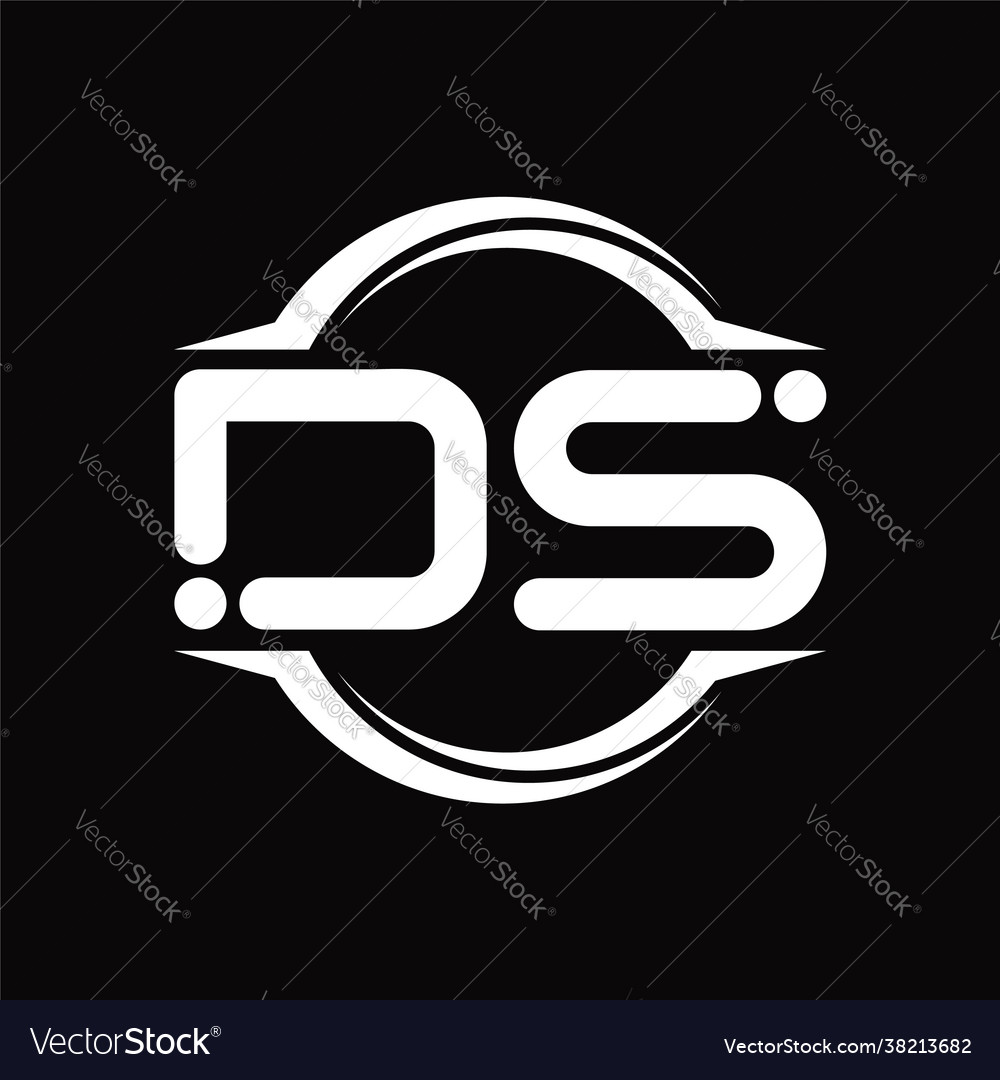Ds logo monogram with circle rounded slice shape Vector Image