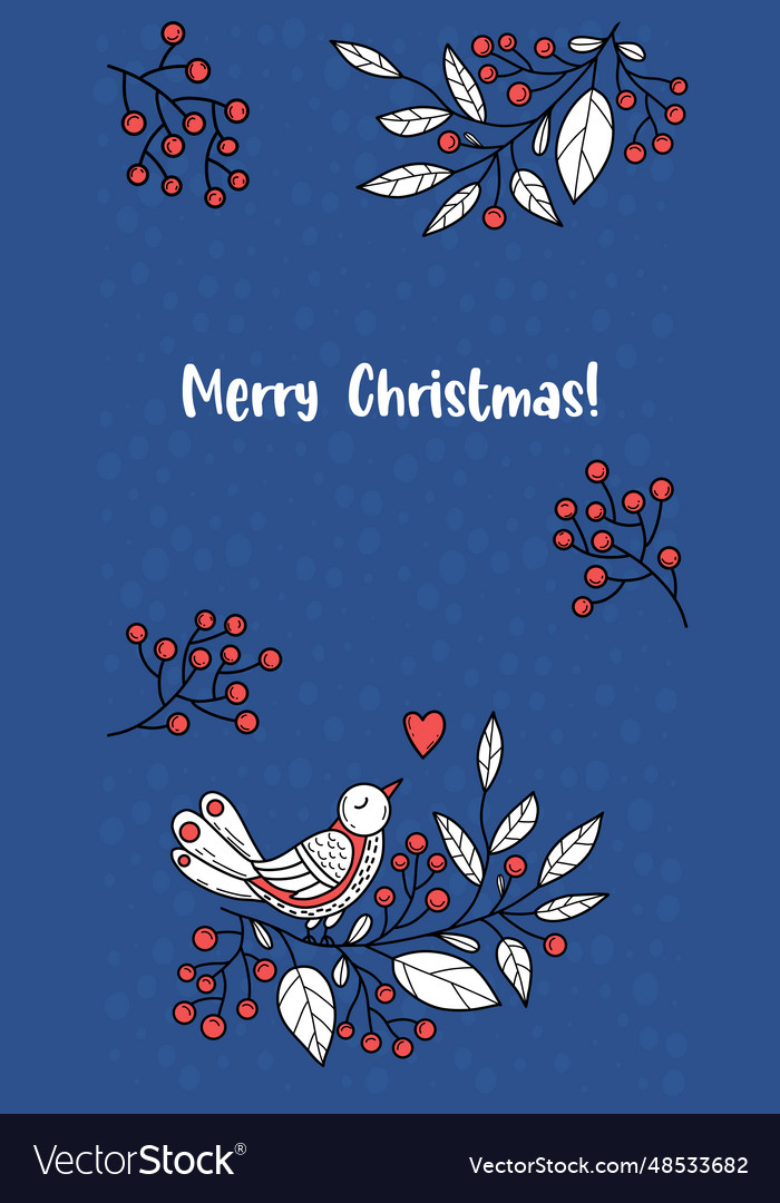 Folk Christmas Banner Template With Romantic Bird Vector Image