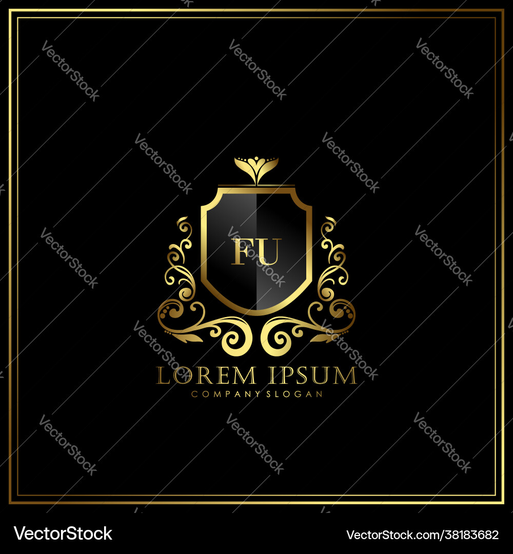 Fu initial letter luxury logo template in art Vector Image