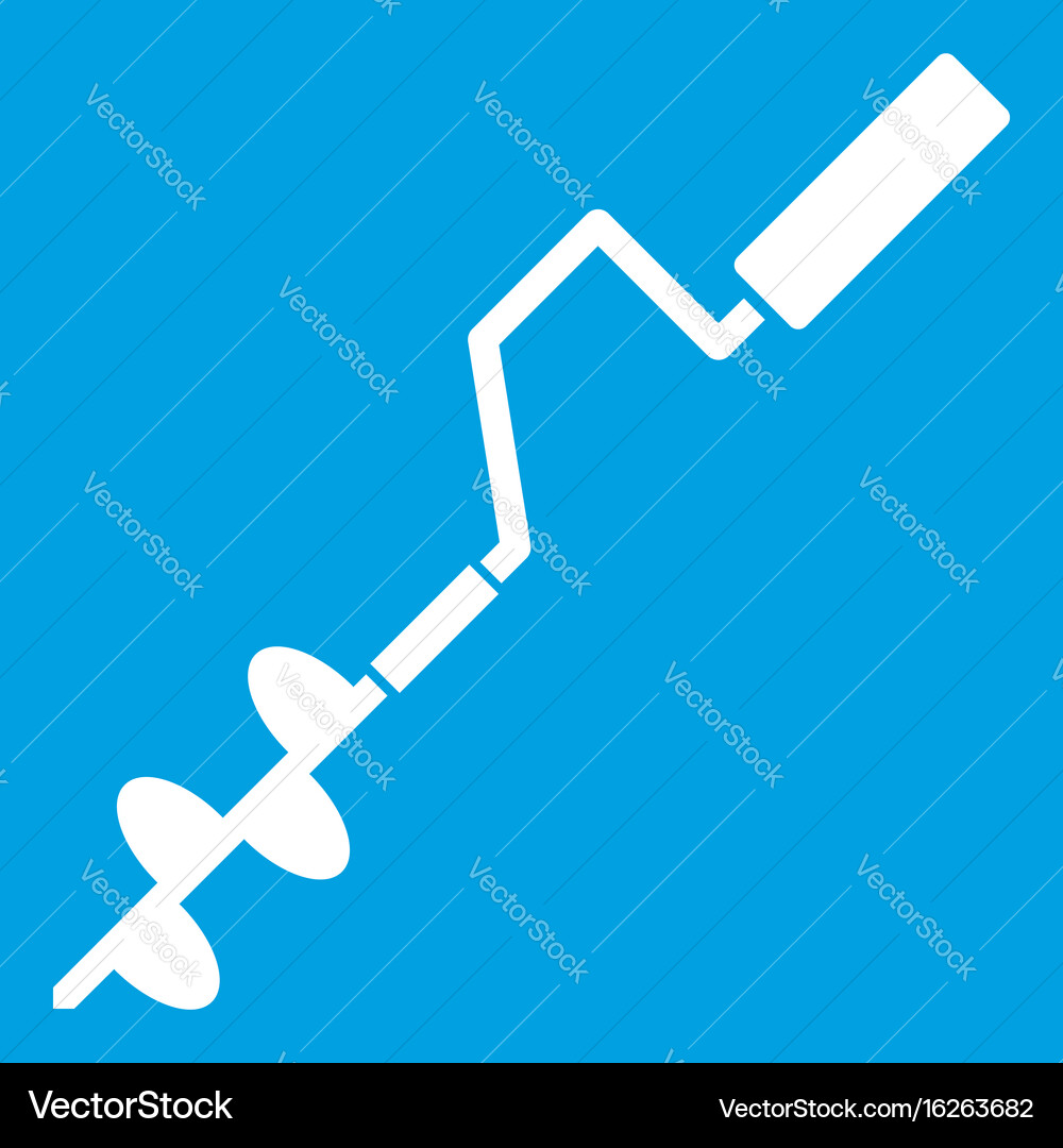 Hand operated ice auger icon white Royalty Free Vector Image