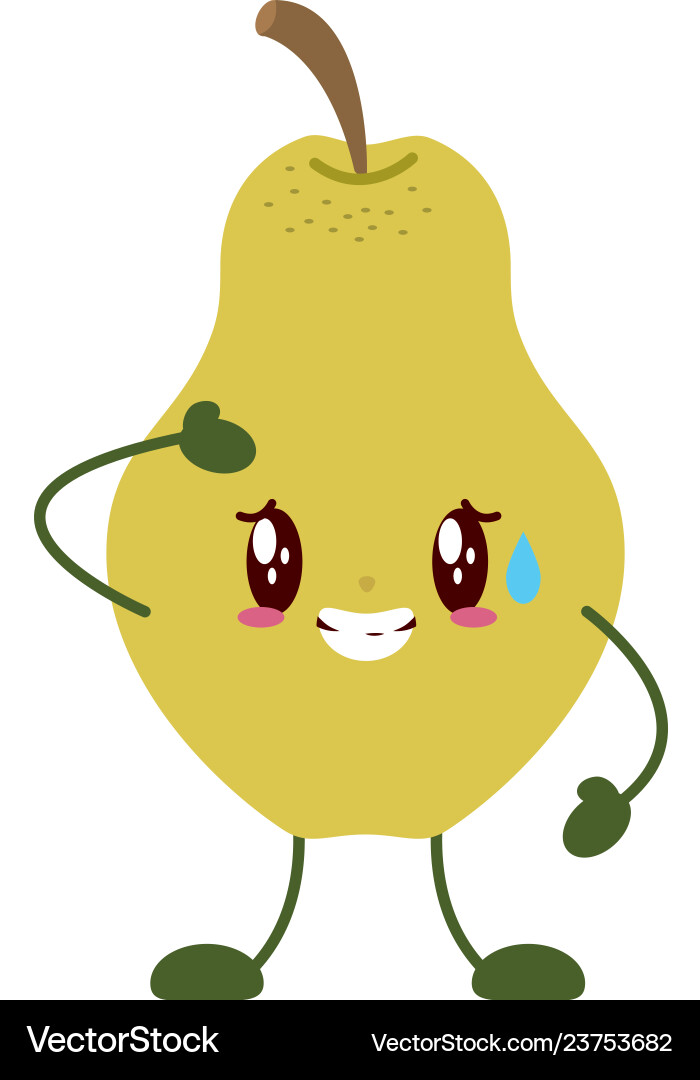 Kawaii pear cartoon character Royalty Free Vector Image