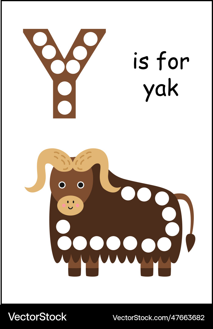 Learning english alphabet for kids letter y dot Vector Image