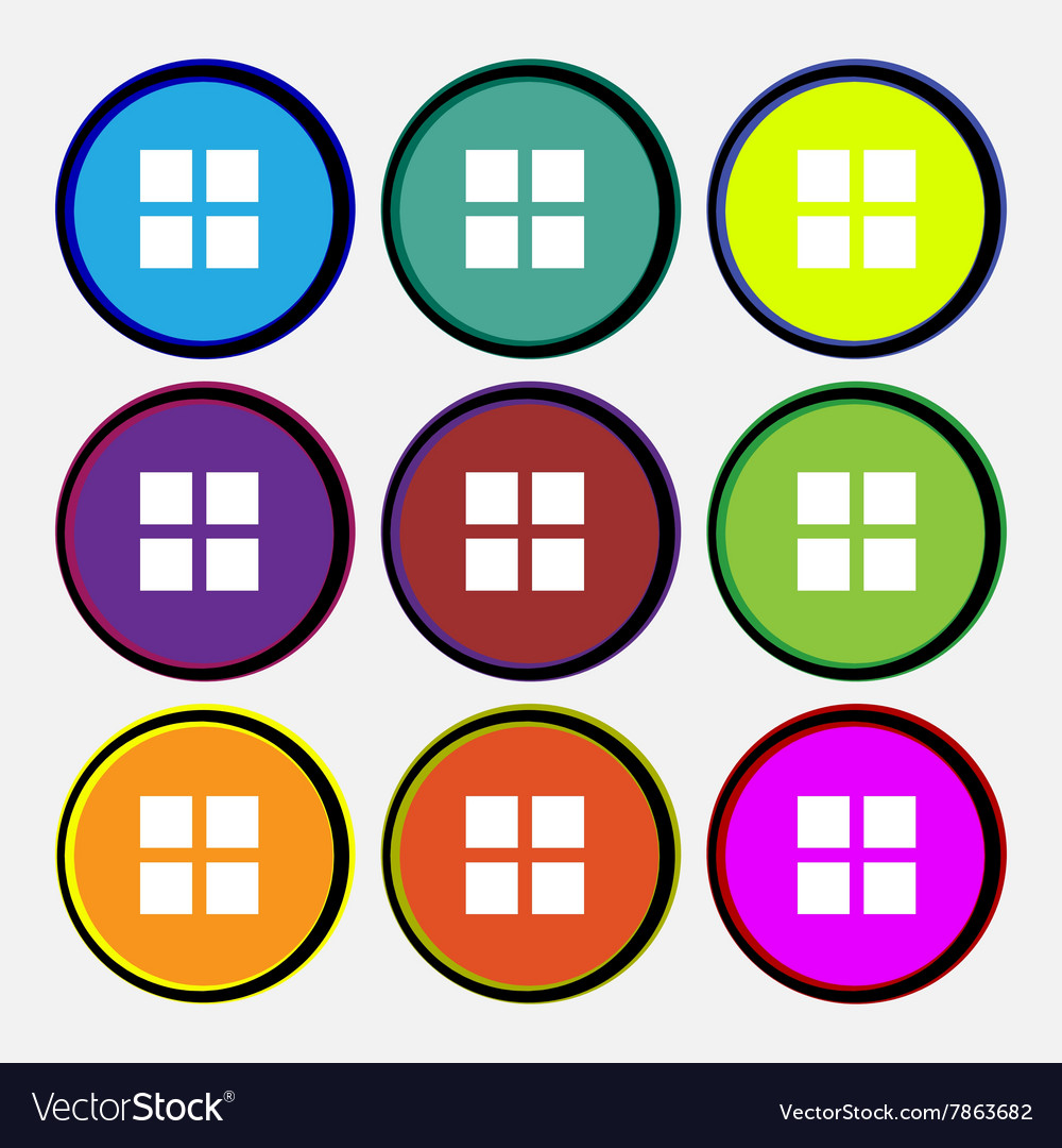 List menu app icon sign nine multi colored round Vector Image