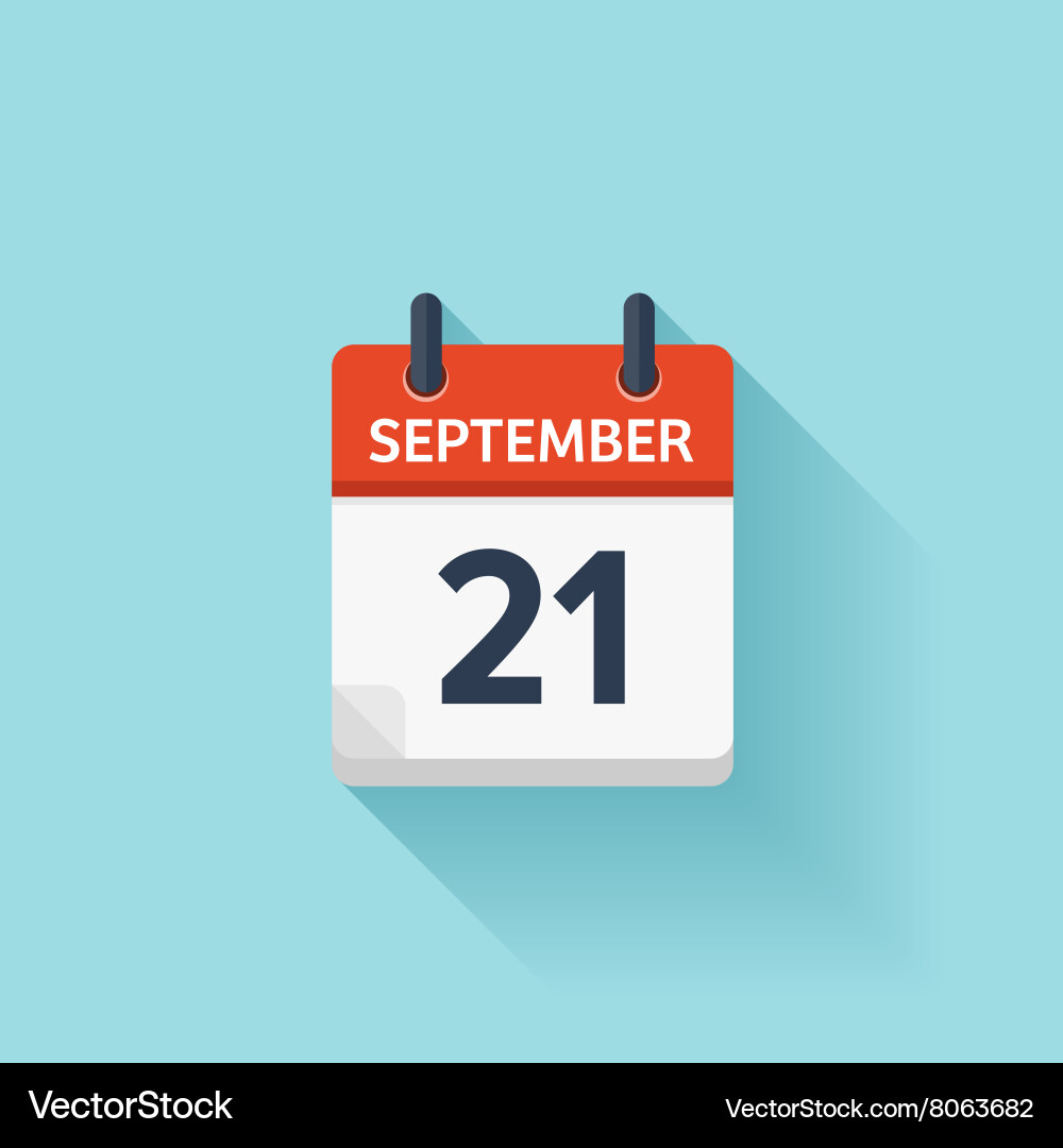 September 21 flat daily calendar icon Royalty Free Vector