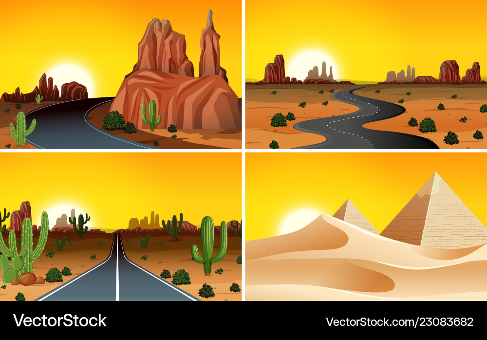 Set of desert landscape Royalty Free Vector Image