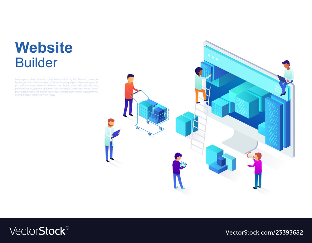 Team of programmers makes web page design site Vector Image Team of programmers makes web page design site Vector Image