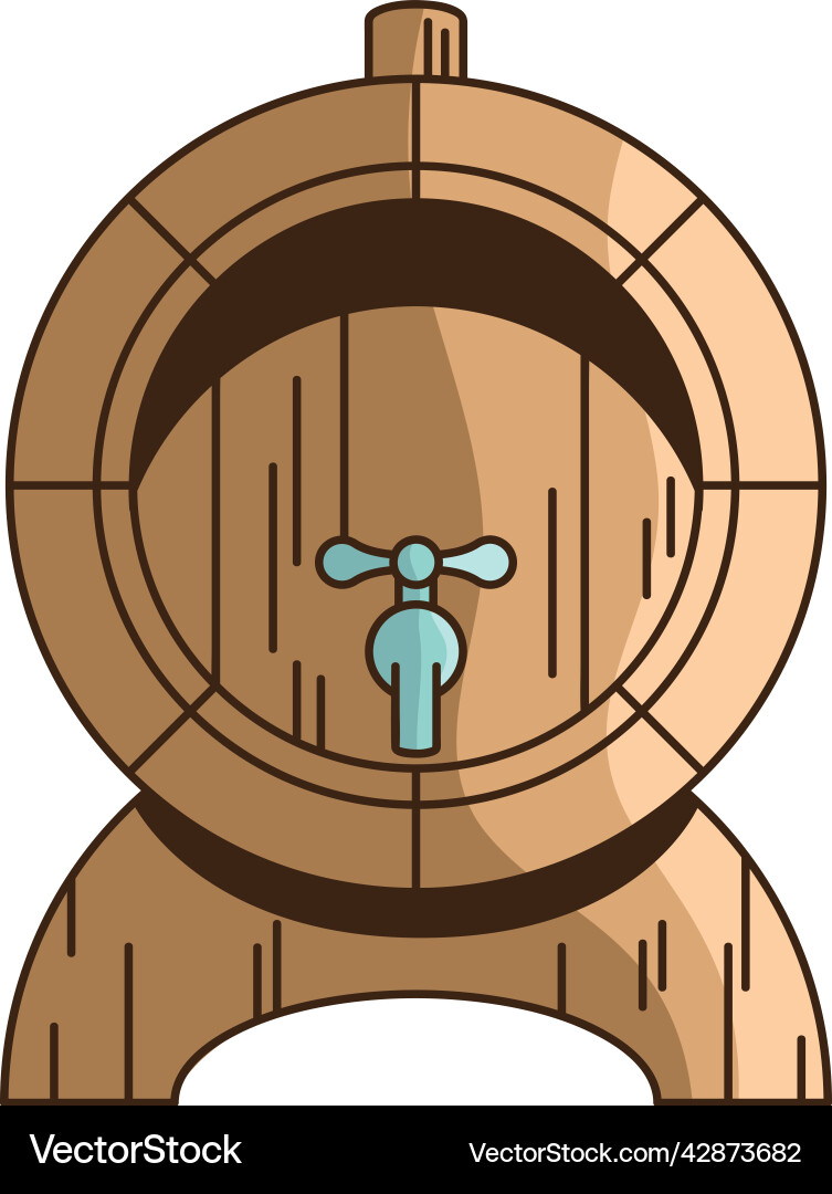 Wooden beer barrel with tap Royalty Free Vector Image