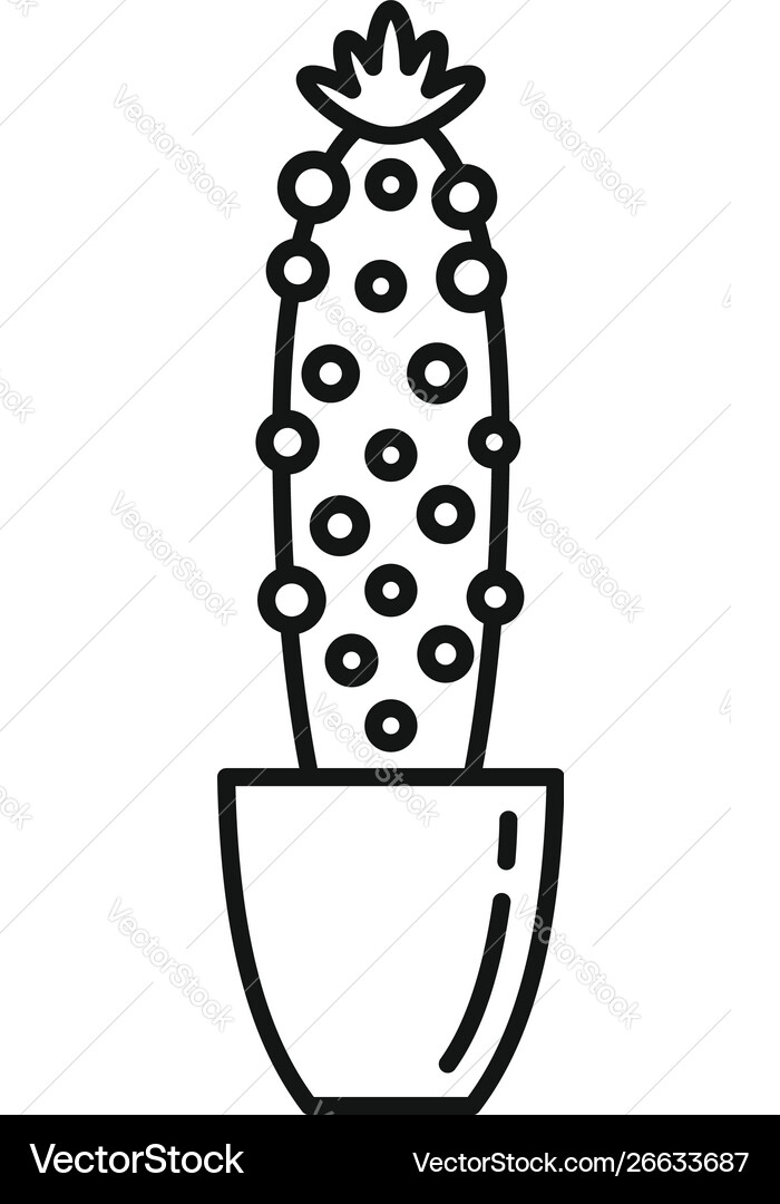 Cactus pot icon outline style Royalty Free Vector Image