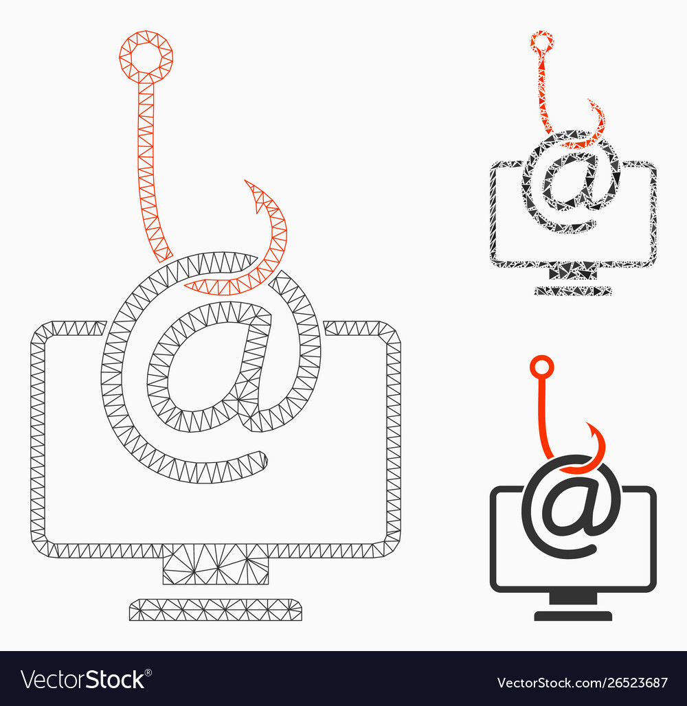 Computer Email Phishing Mesh 2d Model Royalty Free Vector