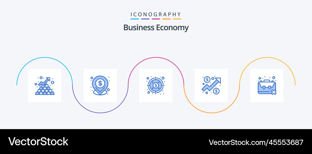 Economy blue 5 icon pack including population Vector Image