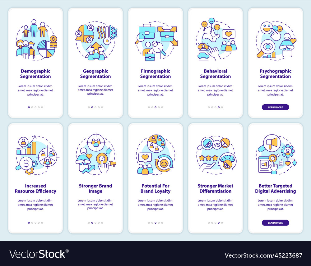 Market Segmentation Onboarding Mobile App Screen Vector Image