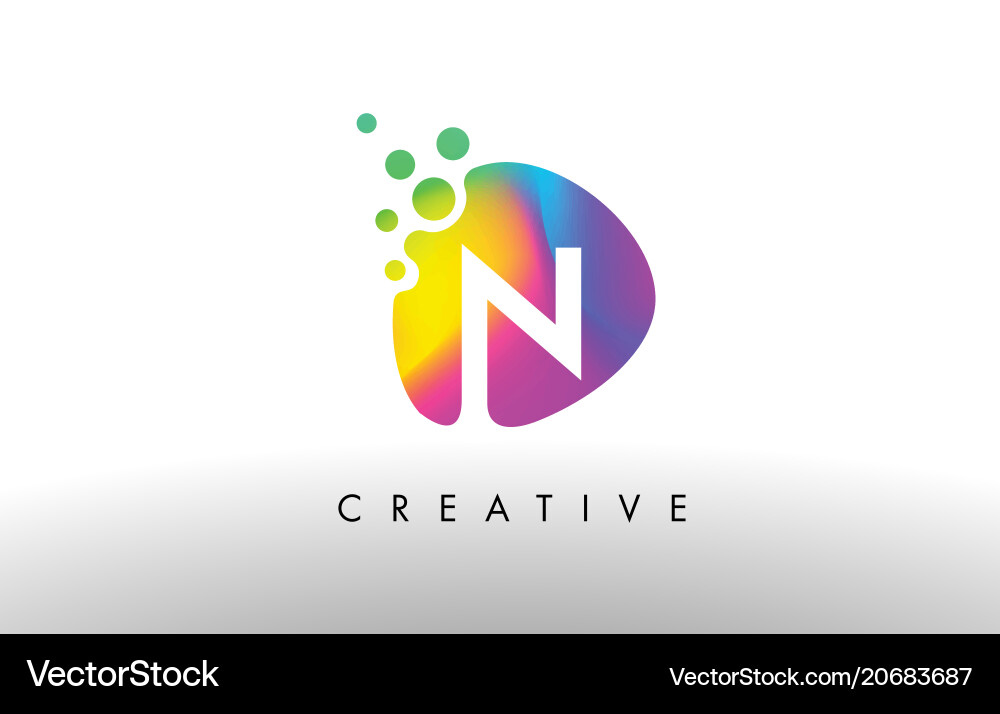 N colorful logo design shape purple abstract Vector Image