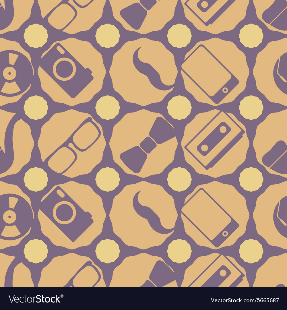 Seamless background with different hipster objects