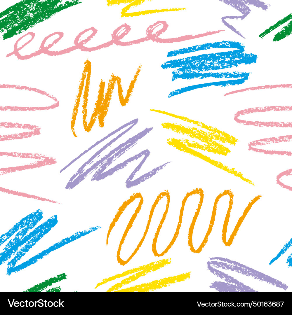 Seamless pattern of curly lines by wax crayon Vector Image