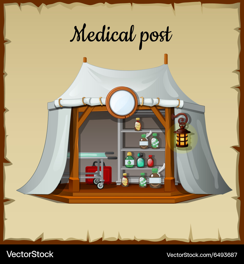 Tent medical facility on a beige background Vector Image