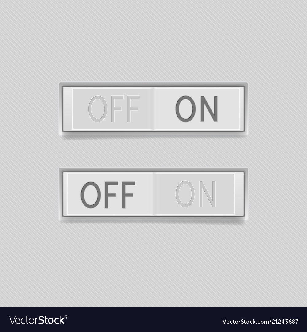 Toggle switch buttons on and off 3d rectangle Vector Image
