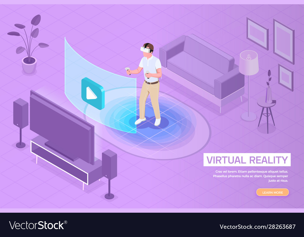 Virtual reality isometric composition Royalty Free Vector
