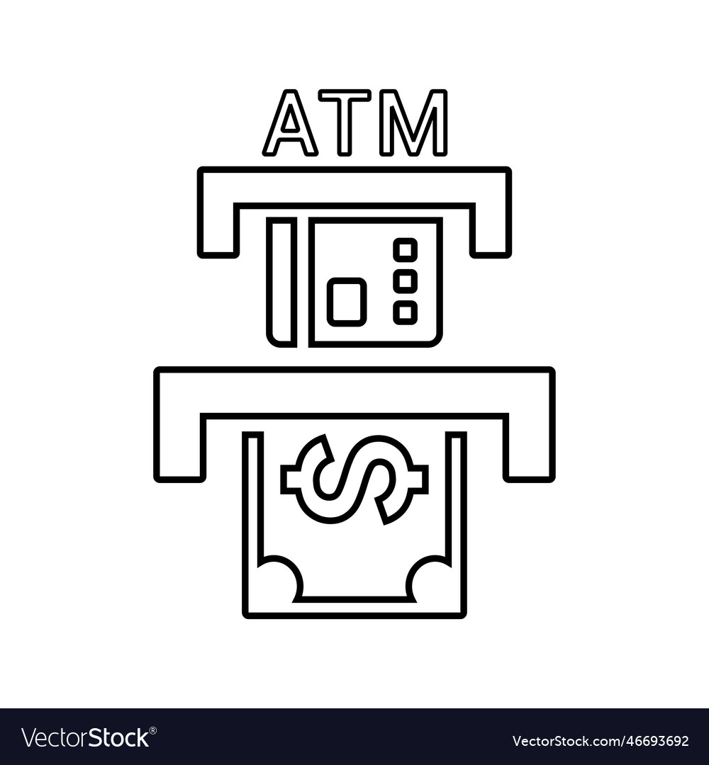 Atm money withdraw outline icon line art Vector Image