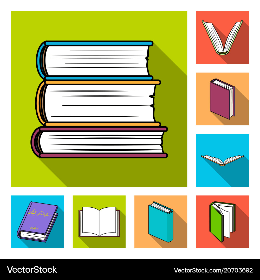 Book bound flat icons in set collection for design