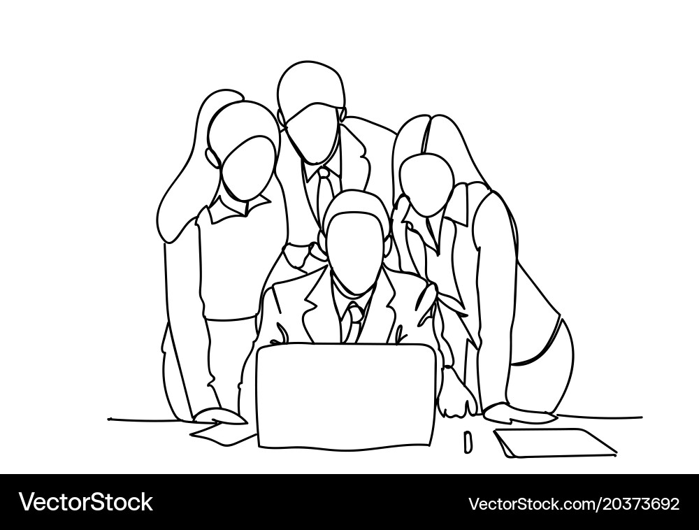 Business people team looking at laptop computer Vector Image