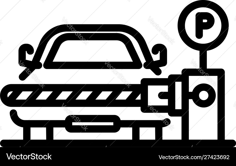Car stop on barrier icon outline style Royalty Free Vector