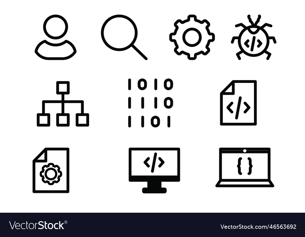 Computer Programming Icon Set Coding Software Web Vector Image