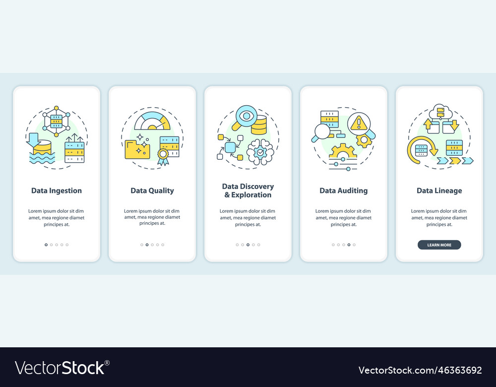 Data Lake Key Concepts Onboarding Mobile App Vector Image