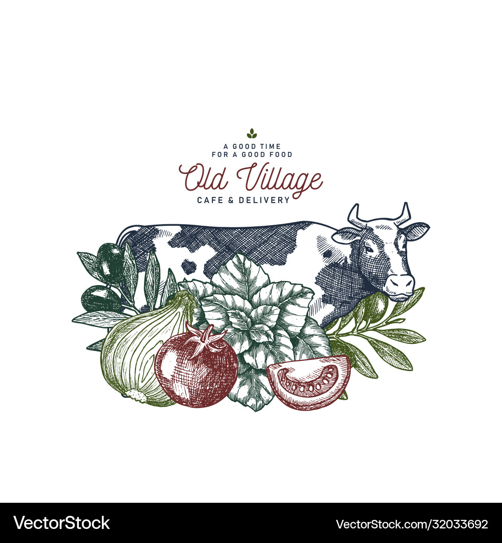 Farm fresh food design template Royalty Free Vector Image