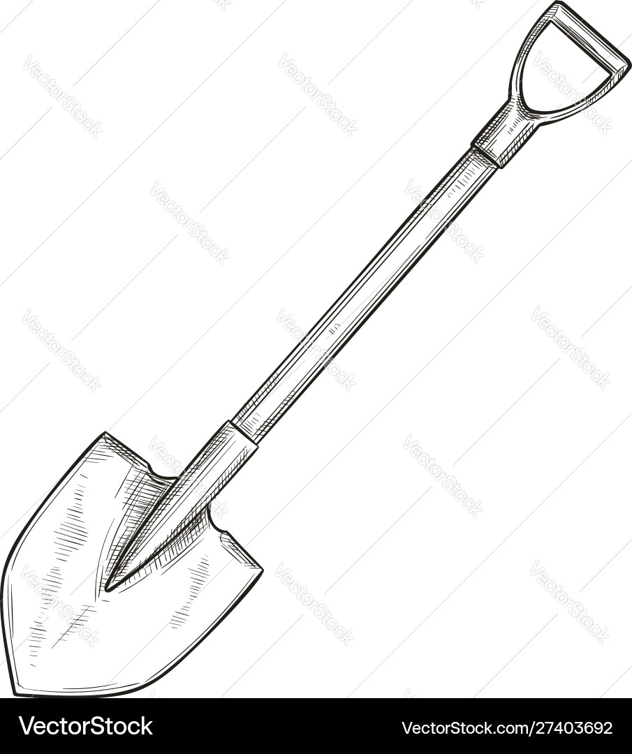 Garden shovel icon sketch style Royalty Free Vector Image