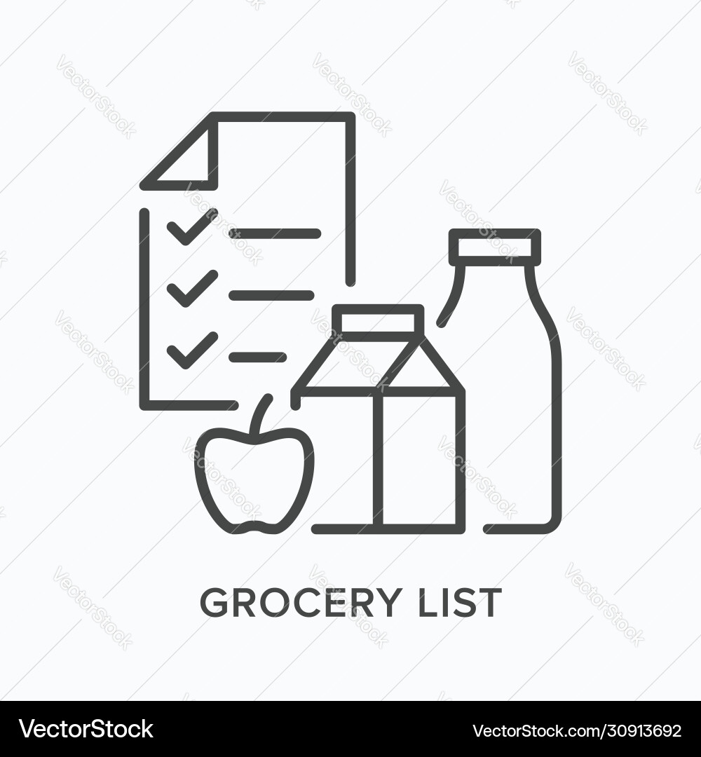Grocery list line icon outline Royalty Free Vector Image
