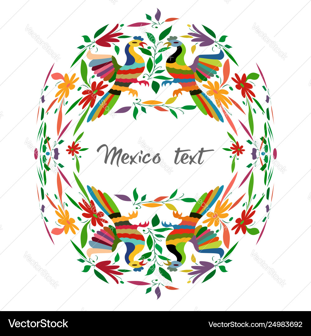 Mexican traditional textile embroidery style from Vector Image