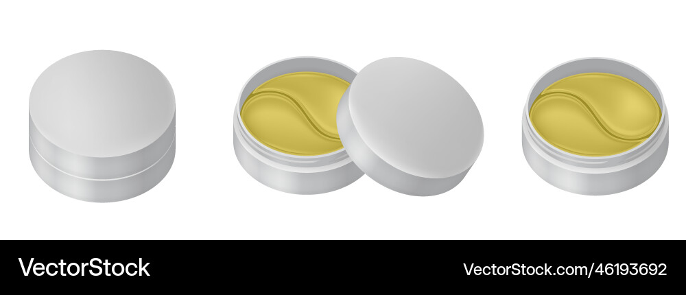 Realistic eye patches in cosmetics jar Royalty Free Vector