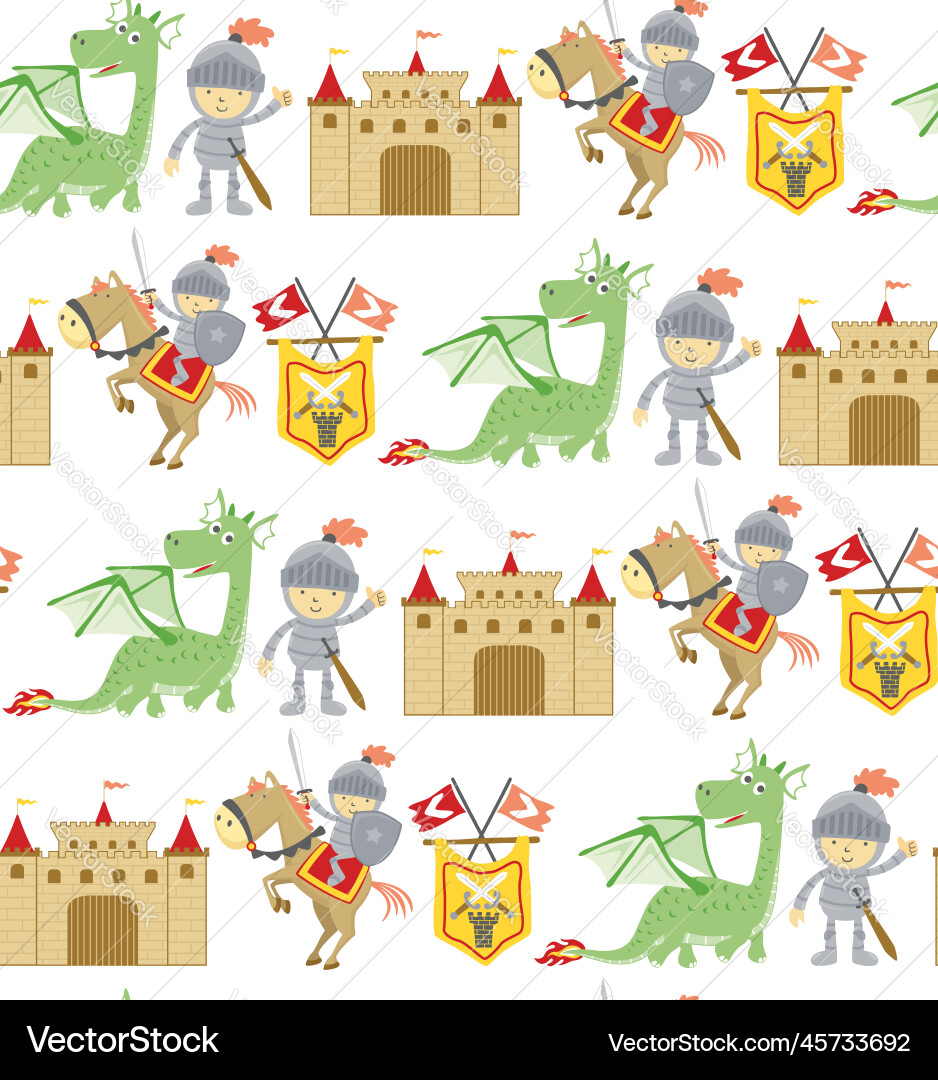 Seamless pattern of fairy tale elements cartoon Vector Image