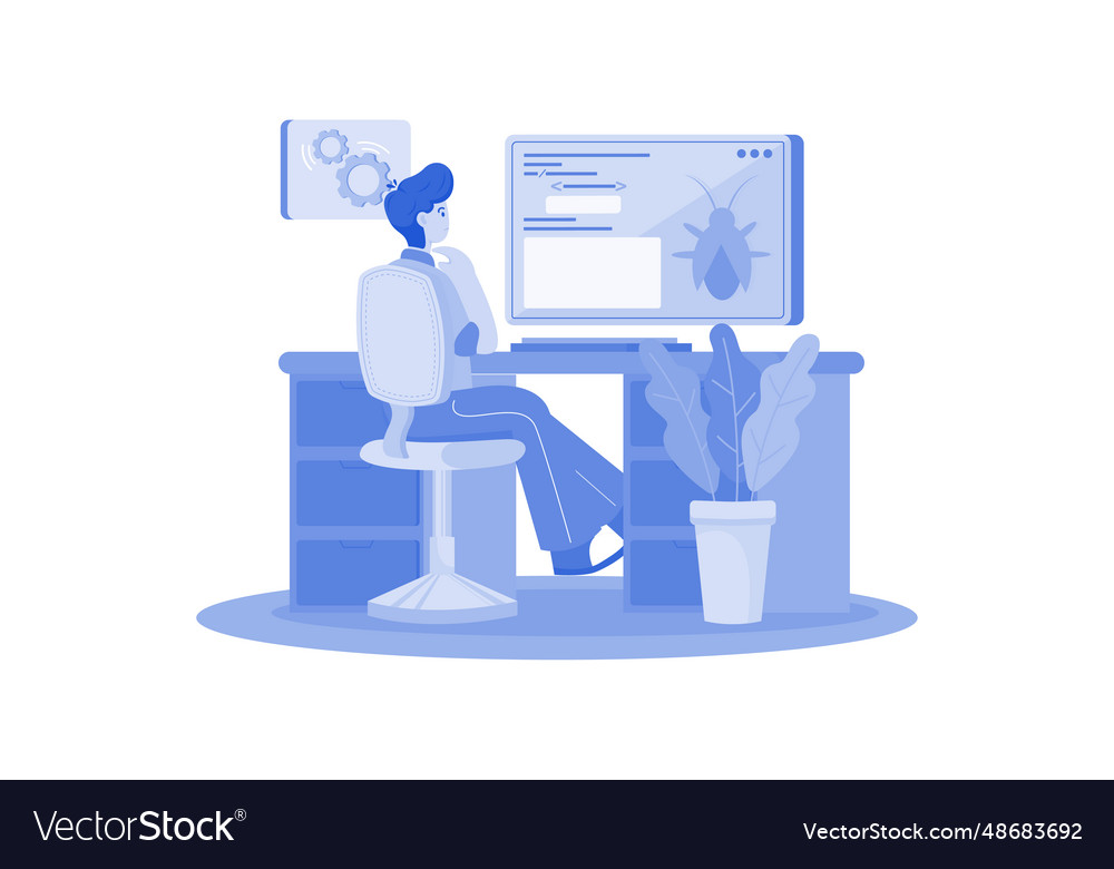 Software Testing Concept A Flat Isolated On White Vector Image