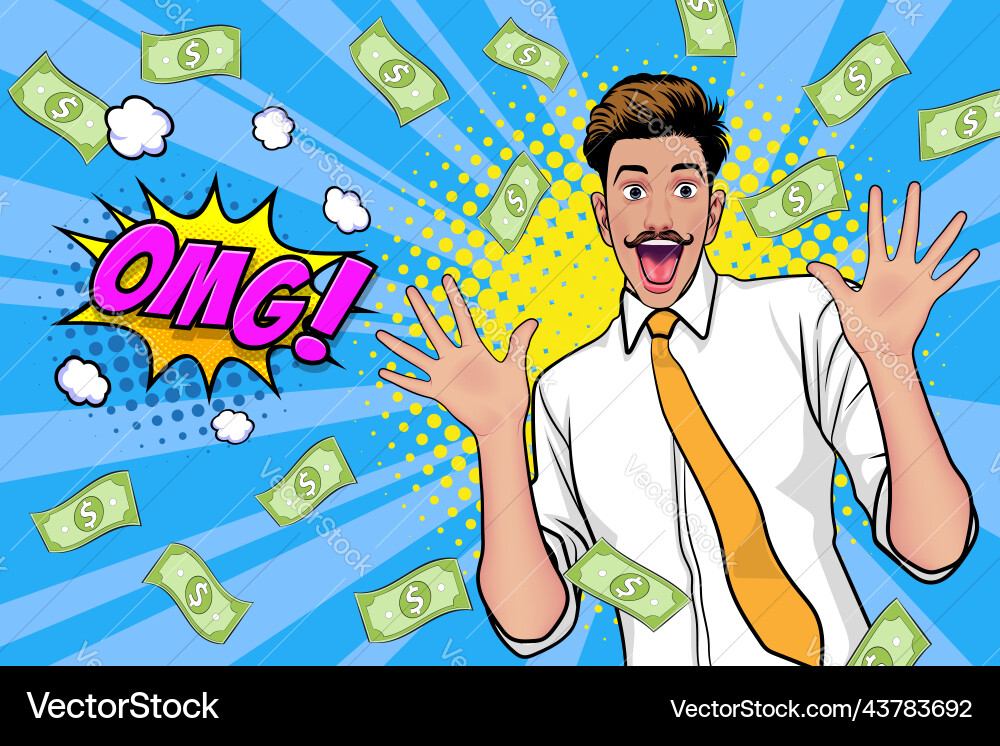 Surprise business man successful and shocking Vector Image