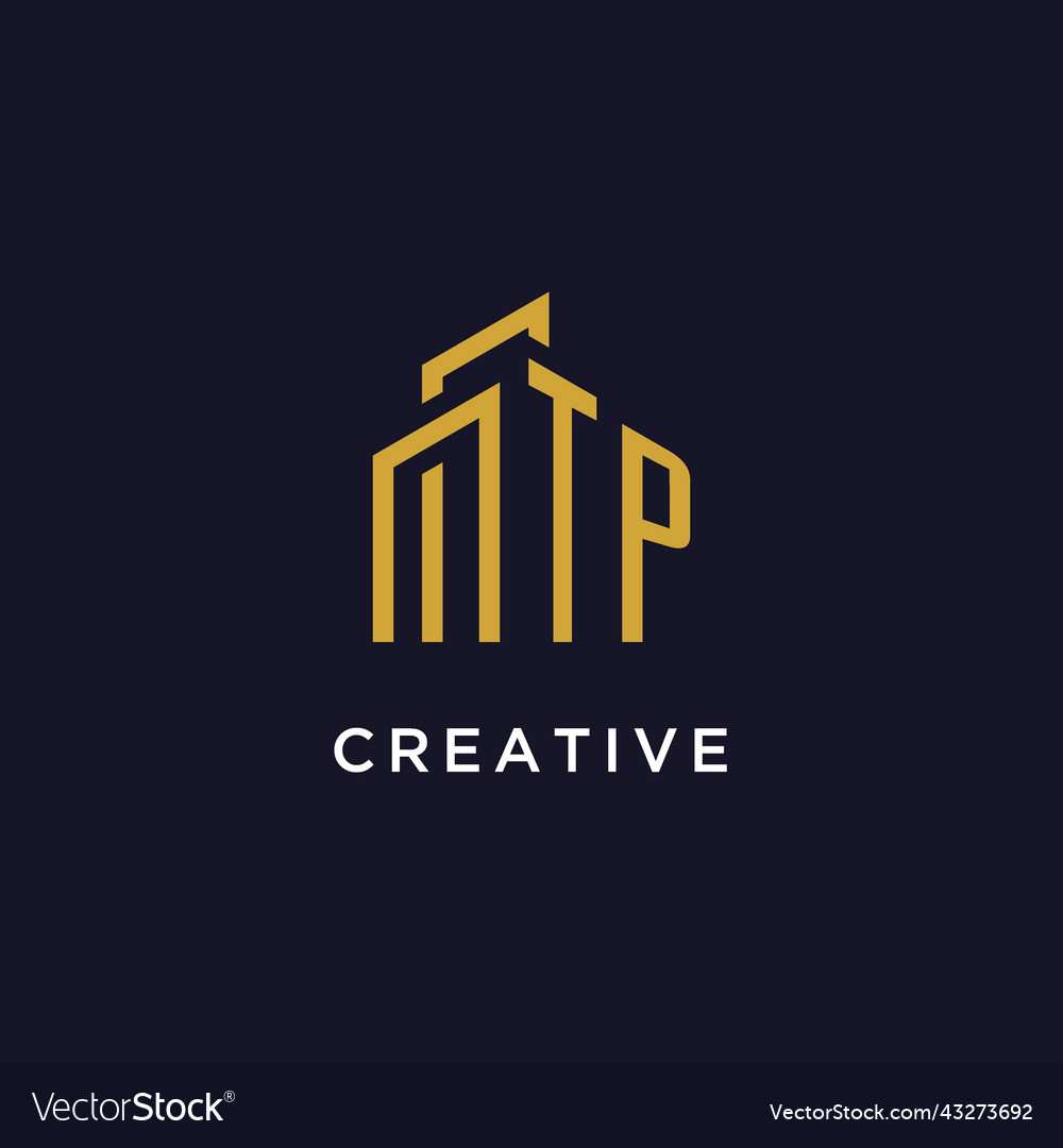 Tp initial monogram with building logo design Vector Image