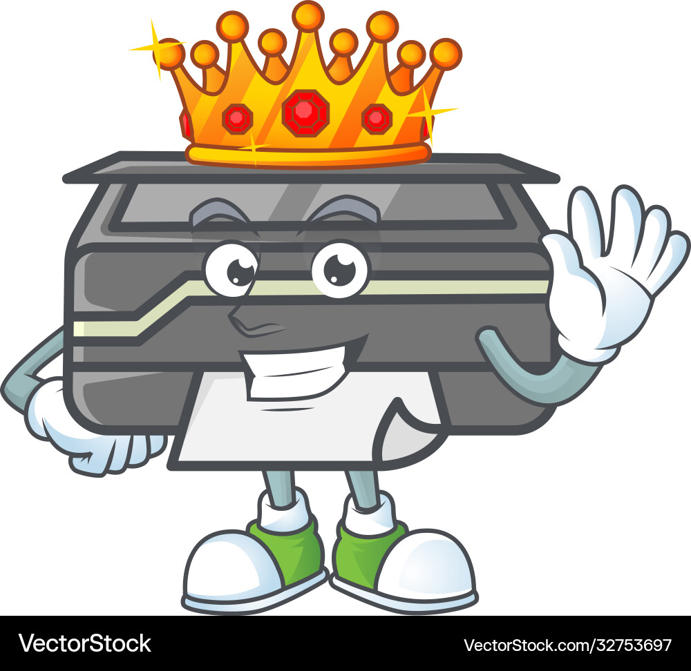 A dazzling printer stylized king on cartoon mascot