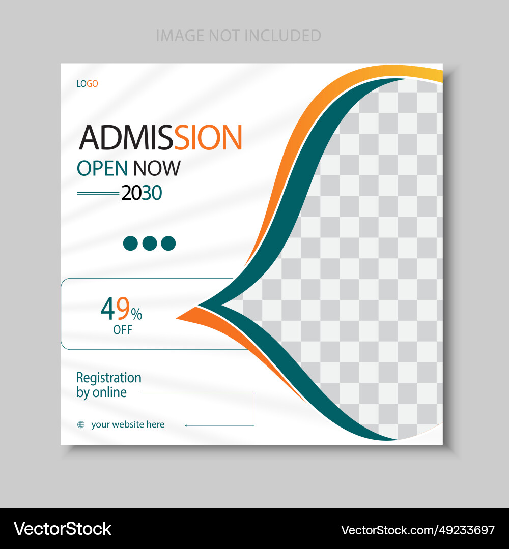 Admission social media post design template Vector Image