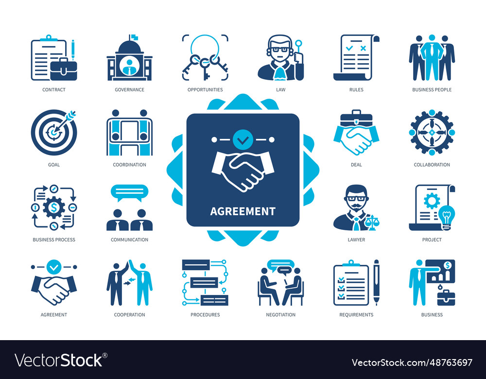 Agreement solid icon set Royalty Free Vector Image