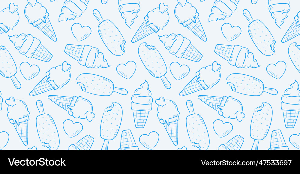 Blue ice cream pattern background seamless Vector Image