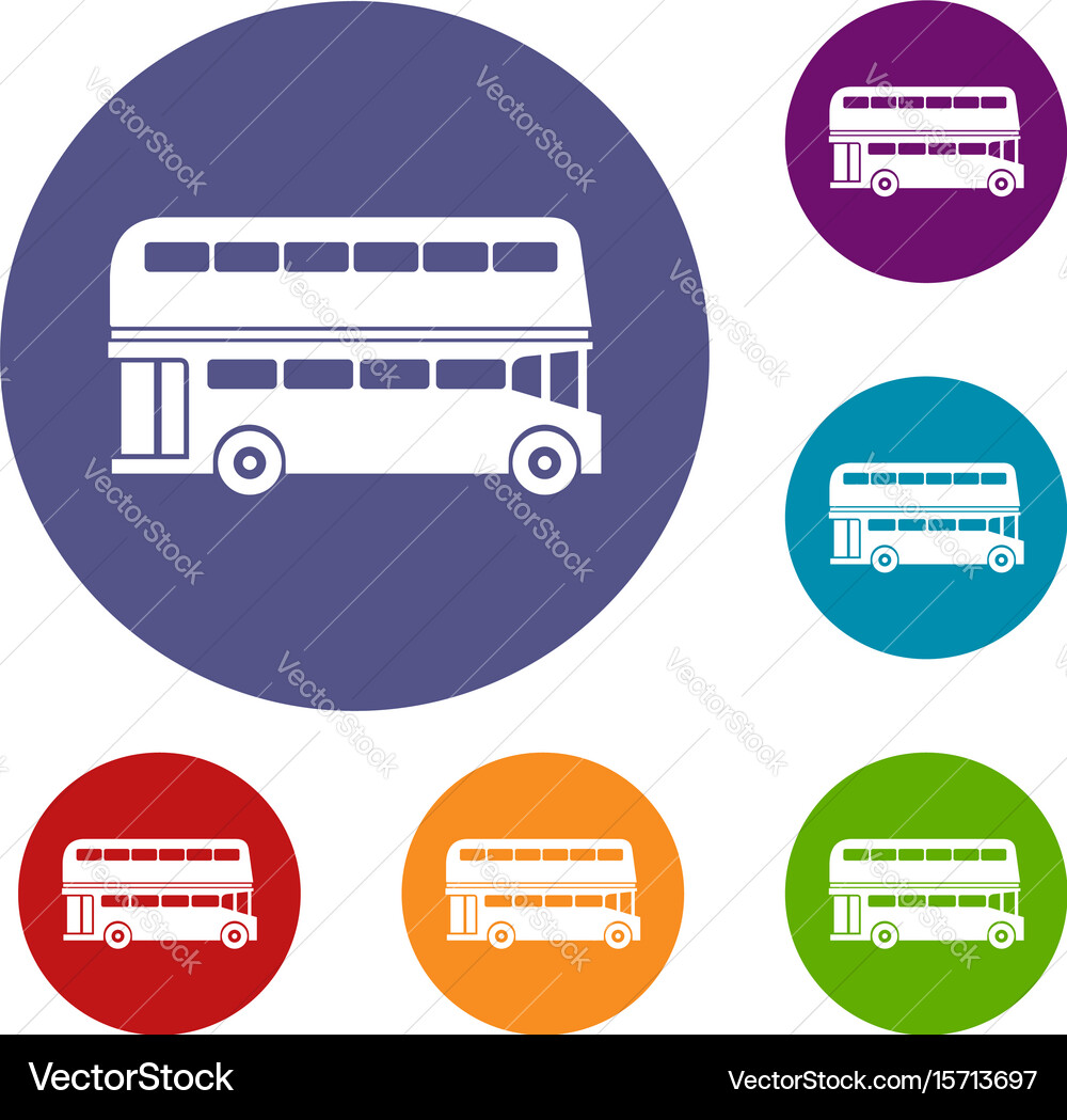 Double decker bus icons set Royalty Free Vector Image