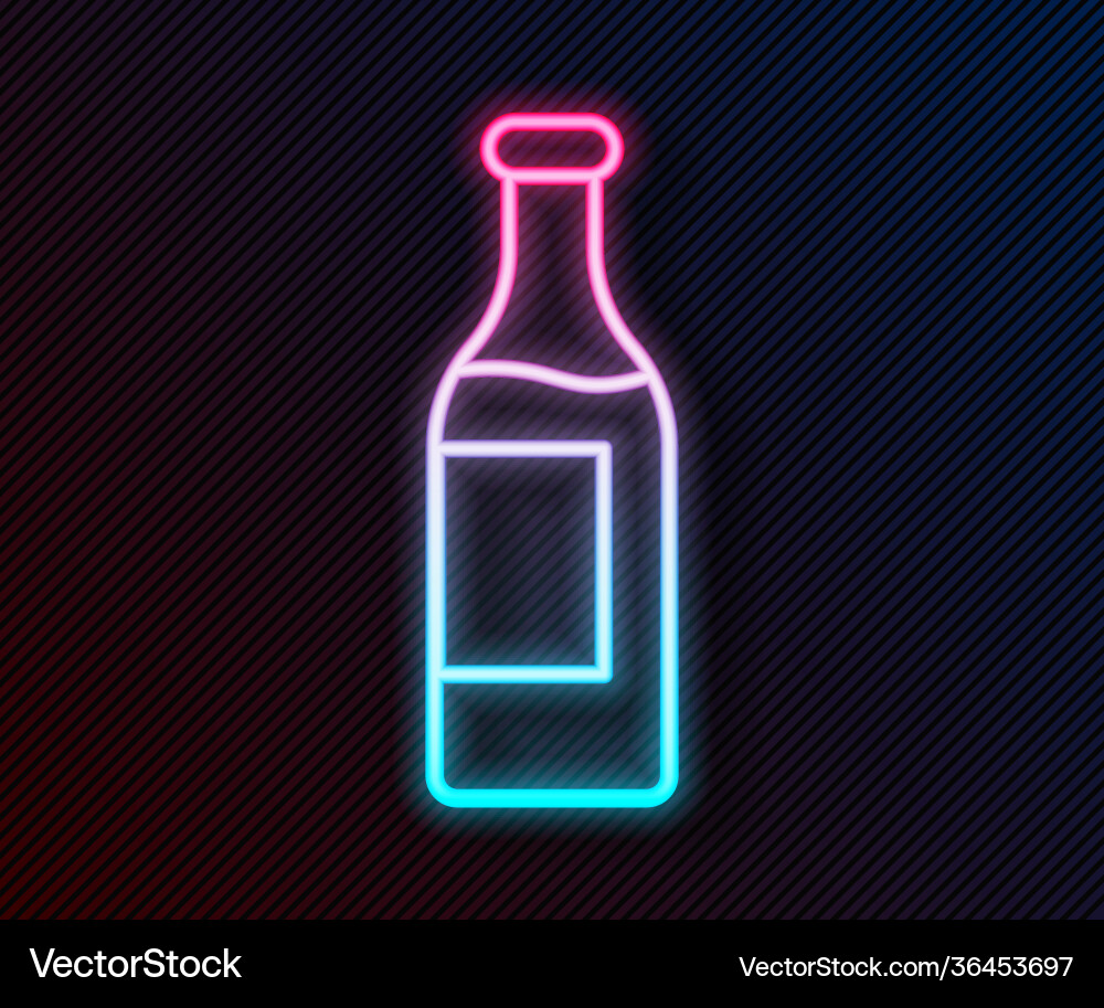 Glowing neon line wine bottle icon isolated Vector Image