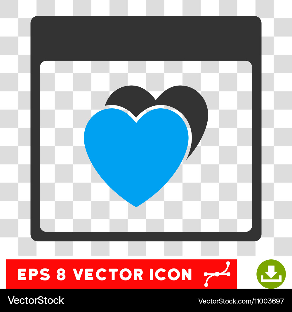 Hearts calendar page eps icon Royalty Free Vector Image