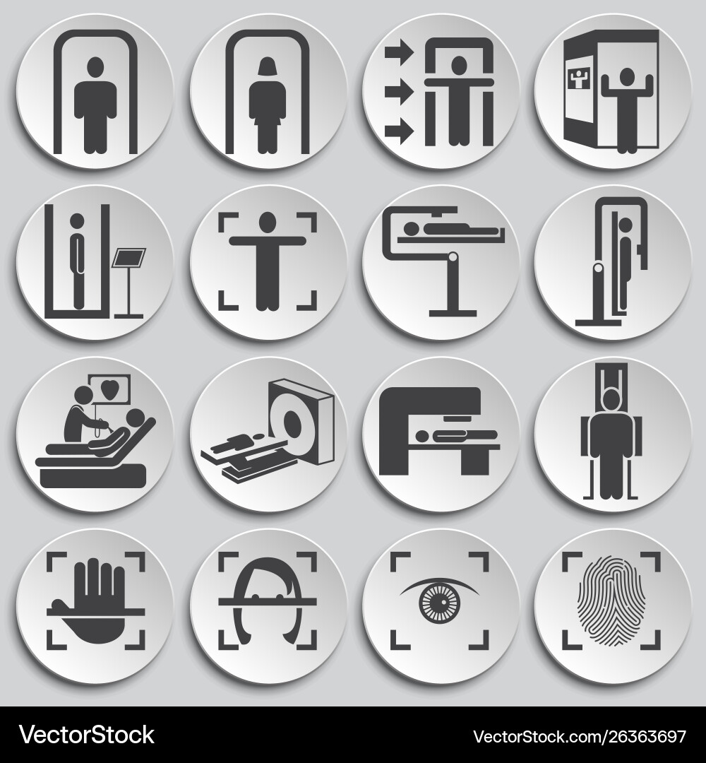 Human scanning related icons set on background Vector Image